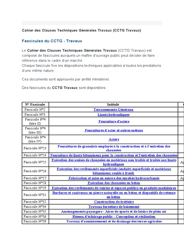 Cahier Des Clauses Techniques Générales Travaux (CCTG Travaux) | PDF | Asphalte | Déchets