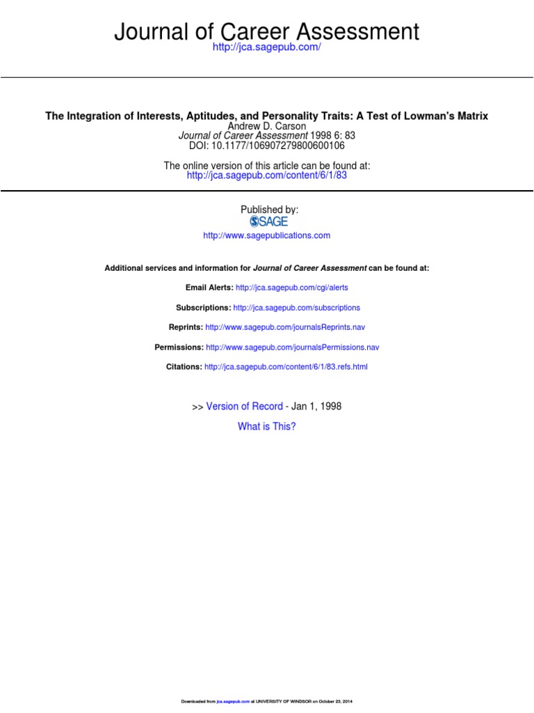 1-Carson (1998) | PDF | Correlation And Dependence | Cognition