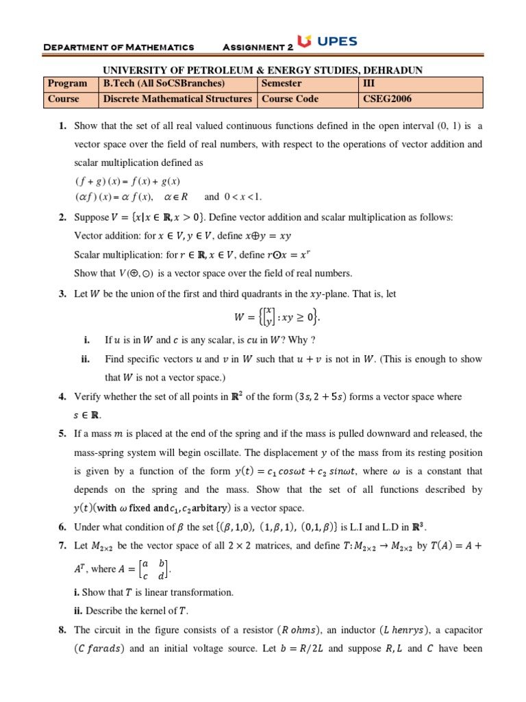Assignment 2 Pdf Vector Space Linear Map