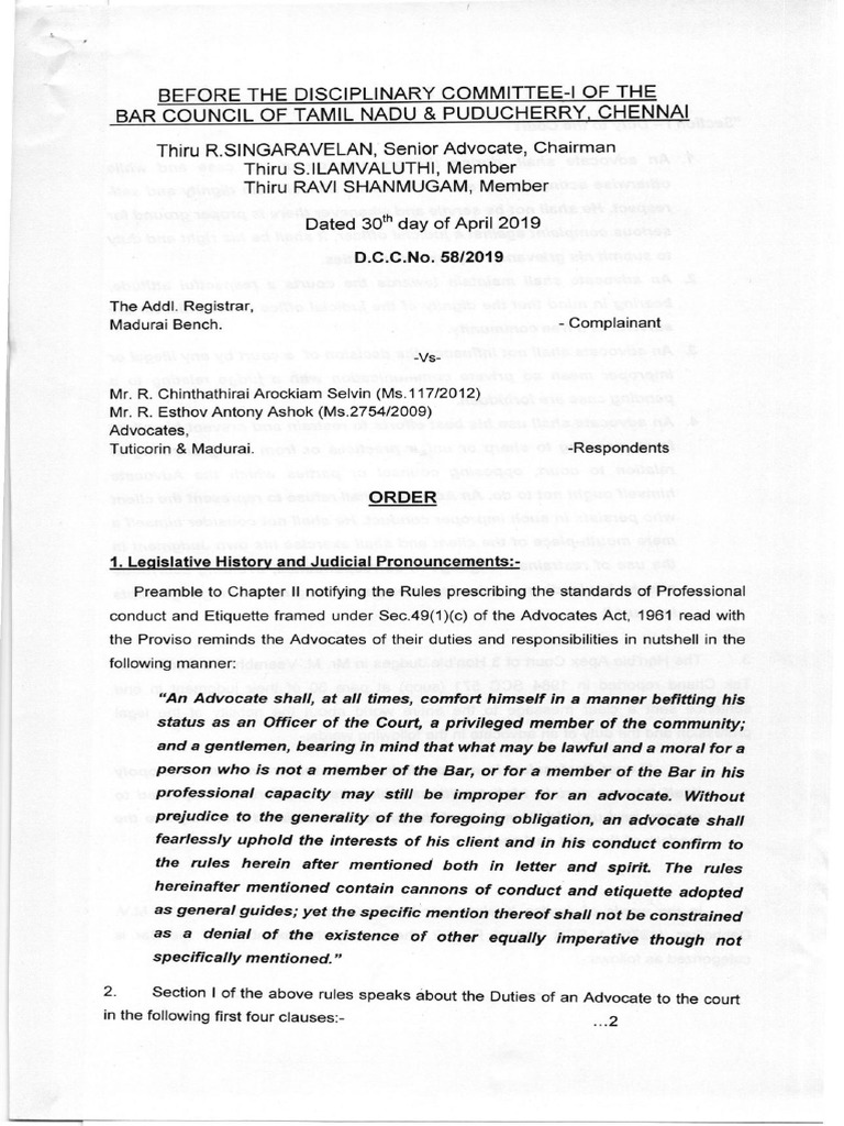 DISCIPLINARY COMMITTEE - Short Notes | PDF | Advocate | Lawyer