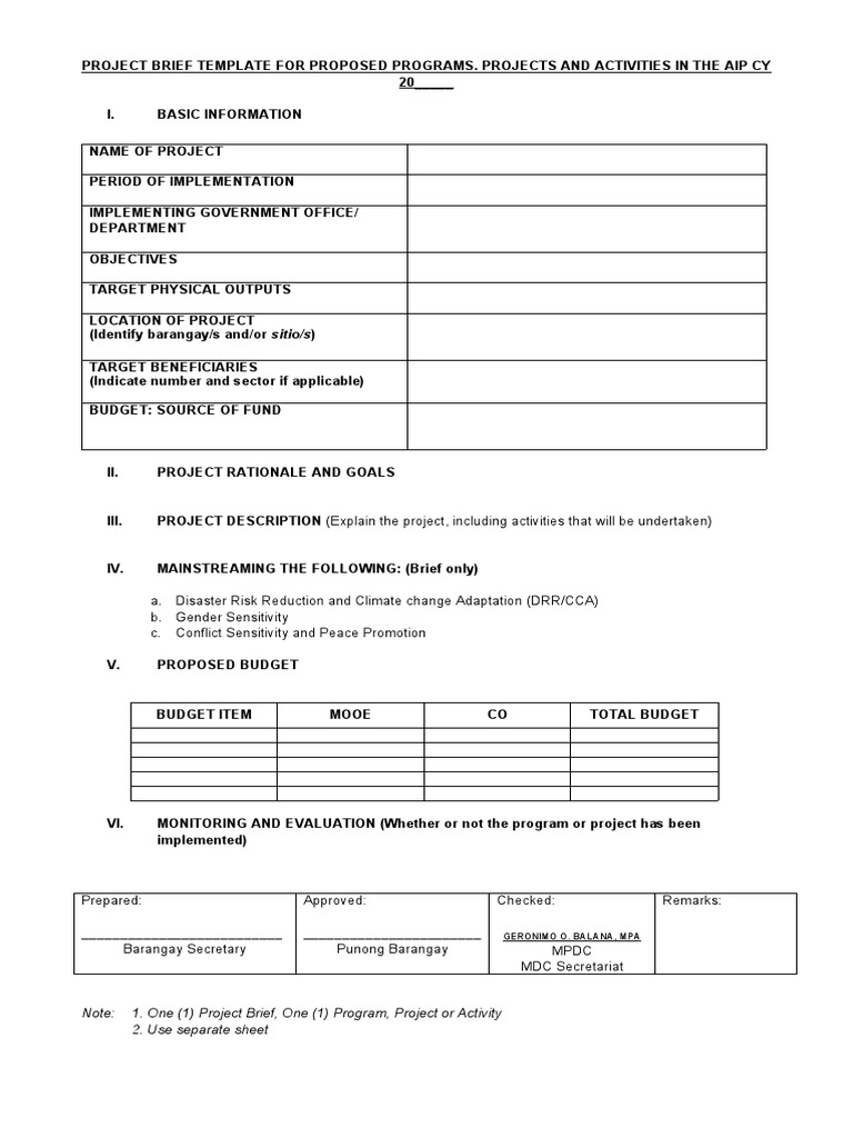 Project Brief Template | PDF