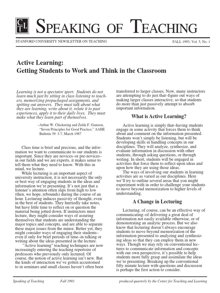 Stanford Newsletter Highlights Active Learning Techniques | PDF