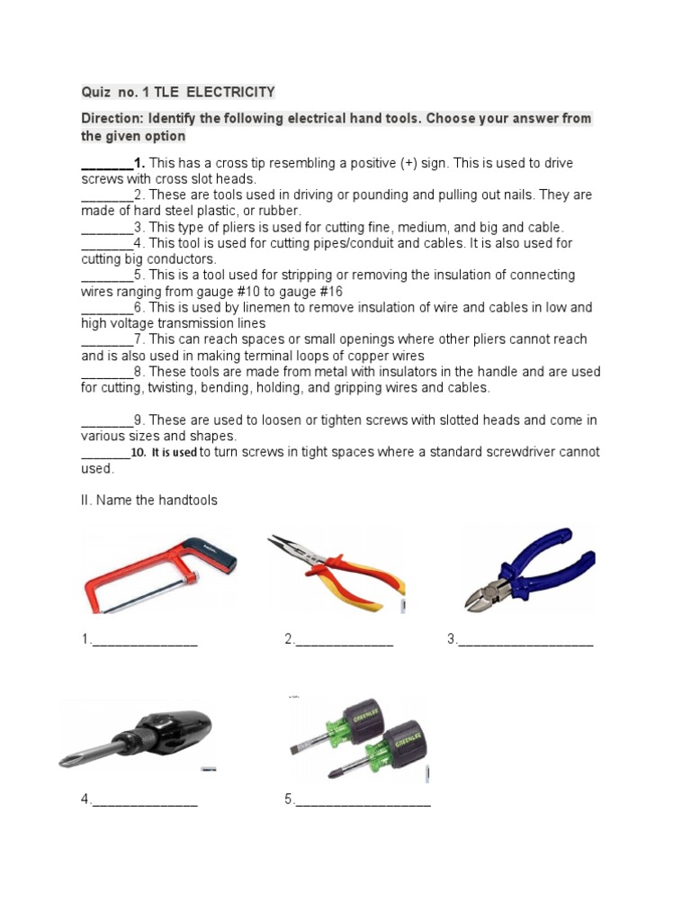 Quiz No 1 tl3 Electricity | PDF