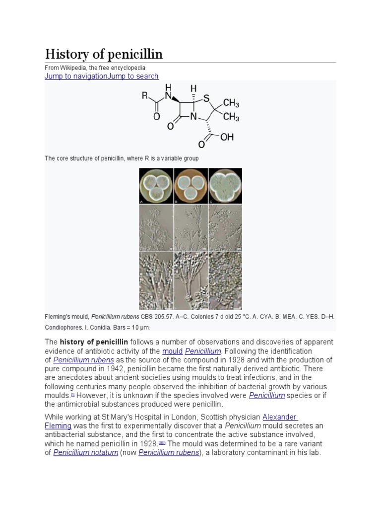 History of Penicillin: Jump To Navigation Jump To Search | PDF ...