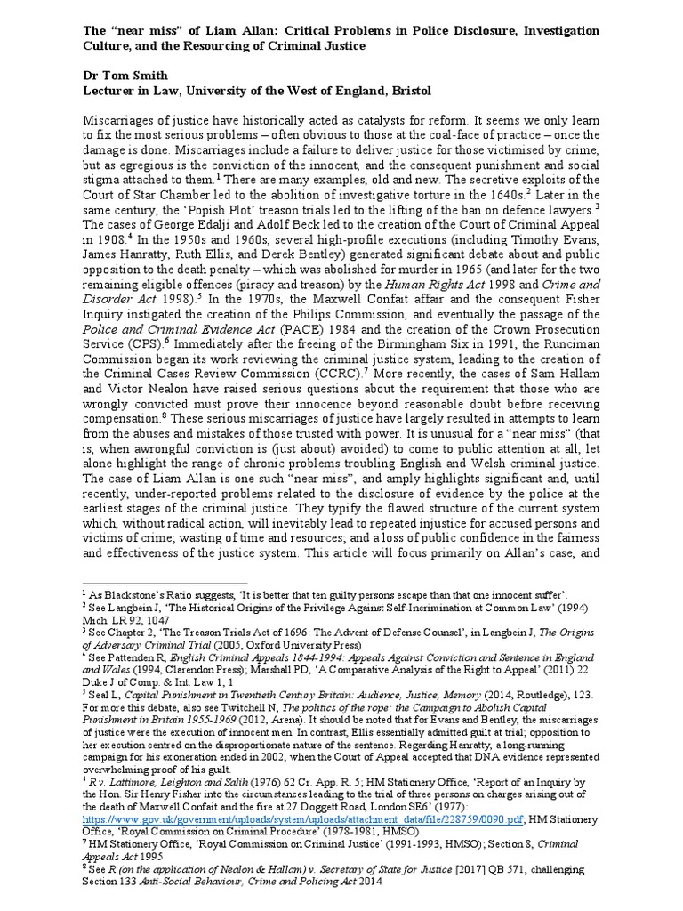 Critical Problems in Police Disclosure, Investigation Culture, and the ...