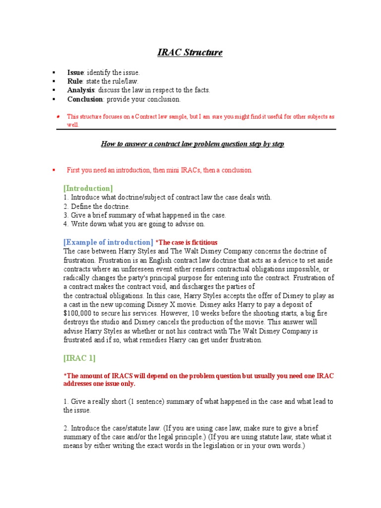 IRAC Structure | PDF | Business Law | Legal Concepts