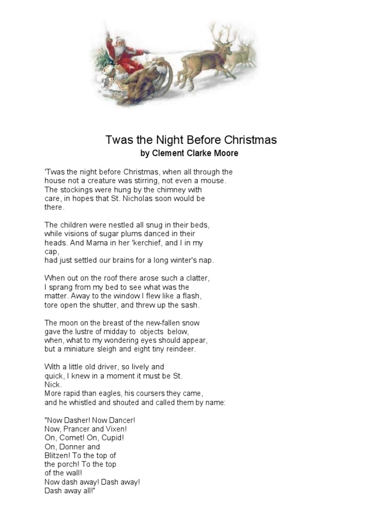 Twas The Night Before Christmas: by Clement Clarke Moore | PDF | Santa ...