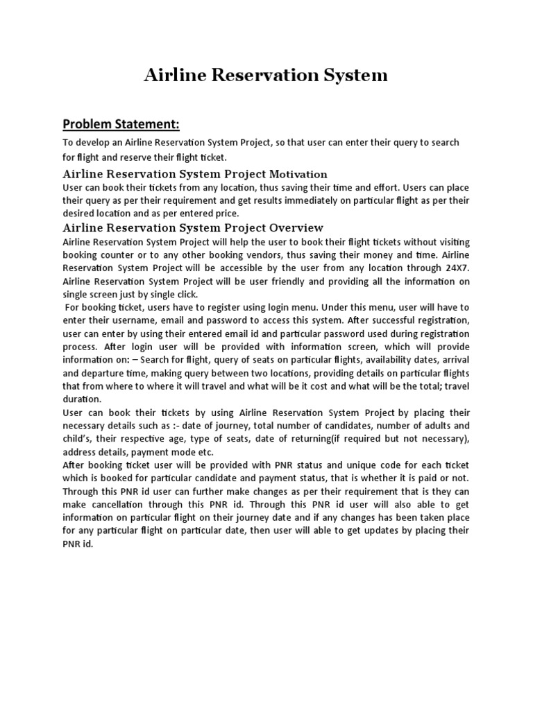 Airline Reservation System | PDF | User (Computing) | Airlines