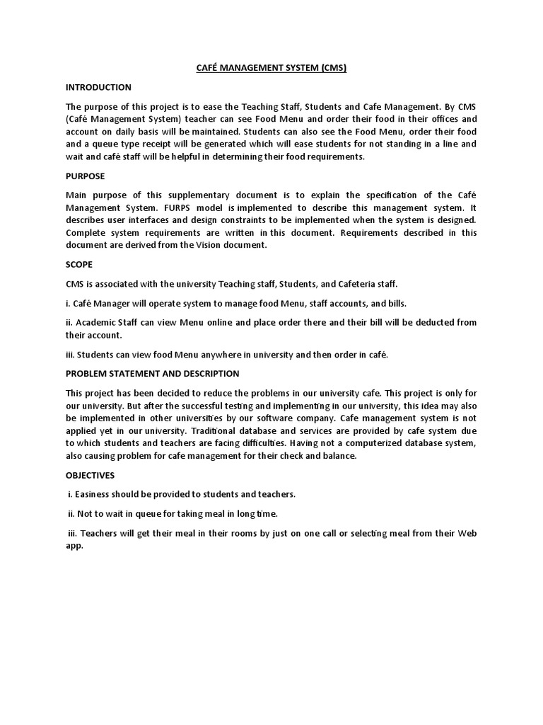 Café Management System | PDF