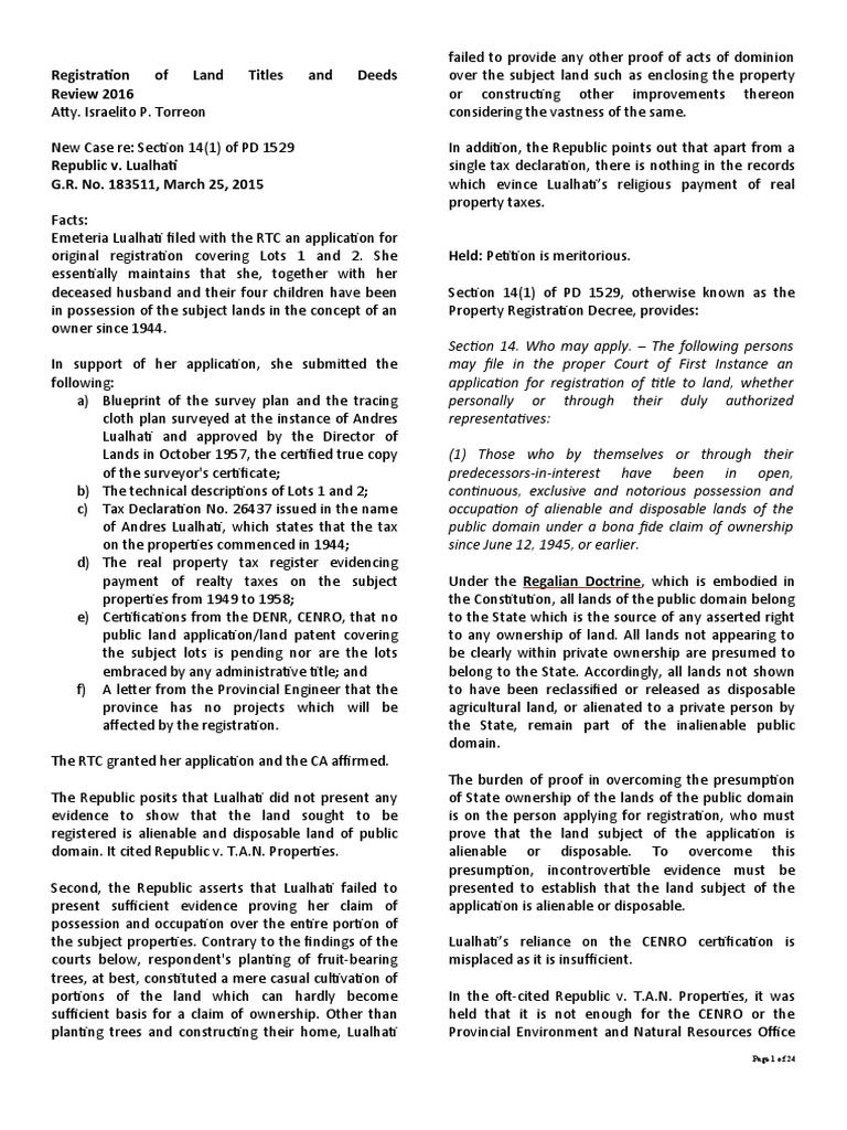 Registration of Land Titles and Deeds Review 2016 | PDF | Annulment ...