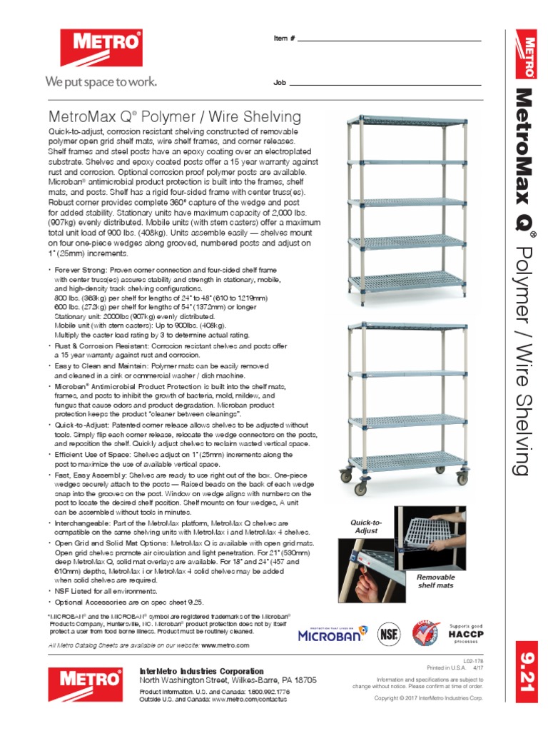 Metromax Q Series Spec Sheet | PDF | Rust | Corrosion