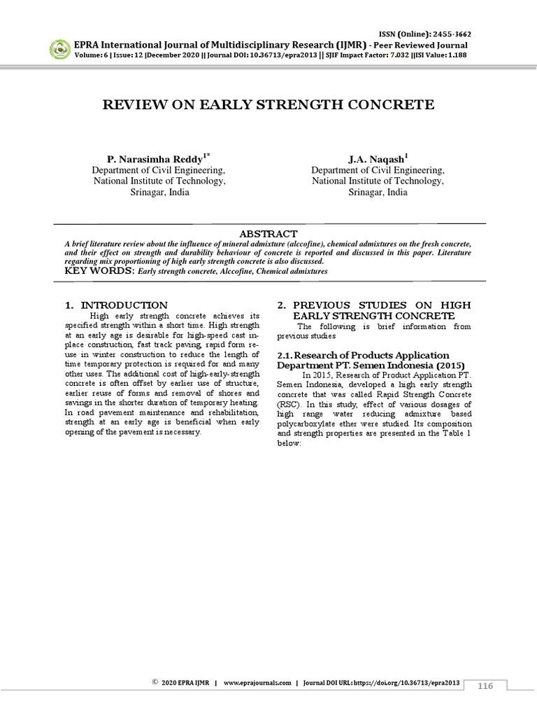 Review of High Early Strength Concrete | PDF | Concrete | Cement