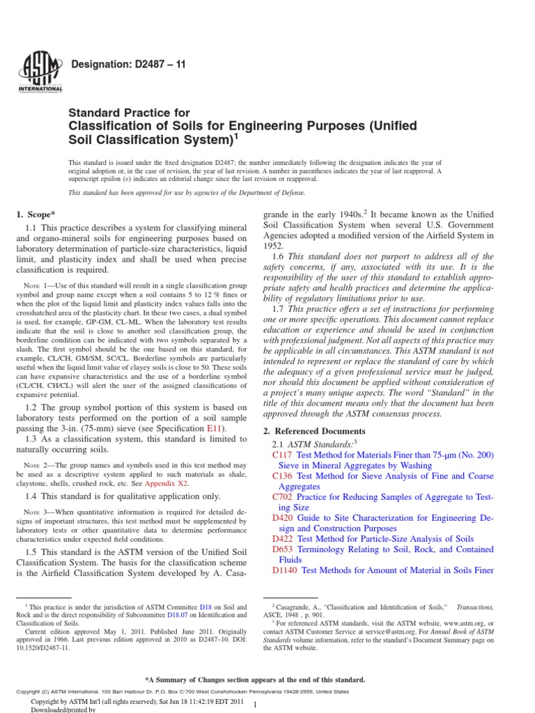 ASTM-D2487-11-Classification of Soils For Engineering Purposes (Unified ...