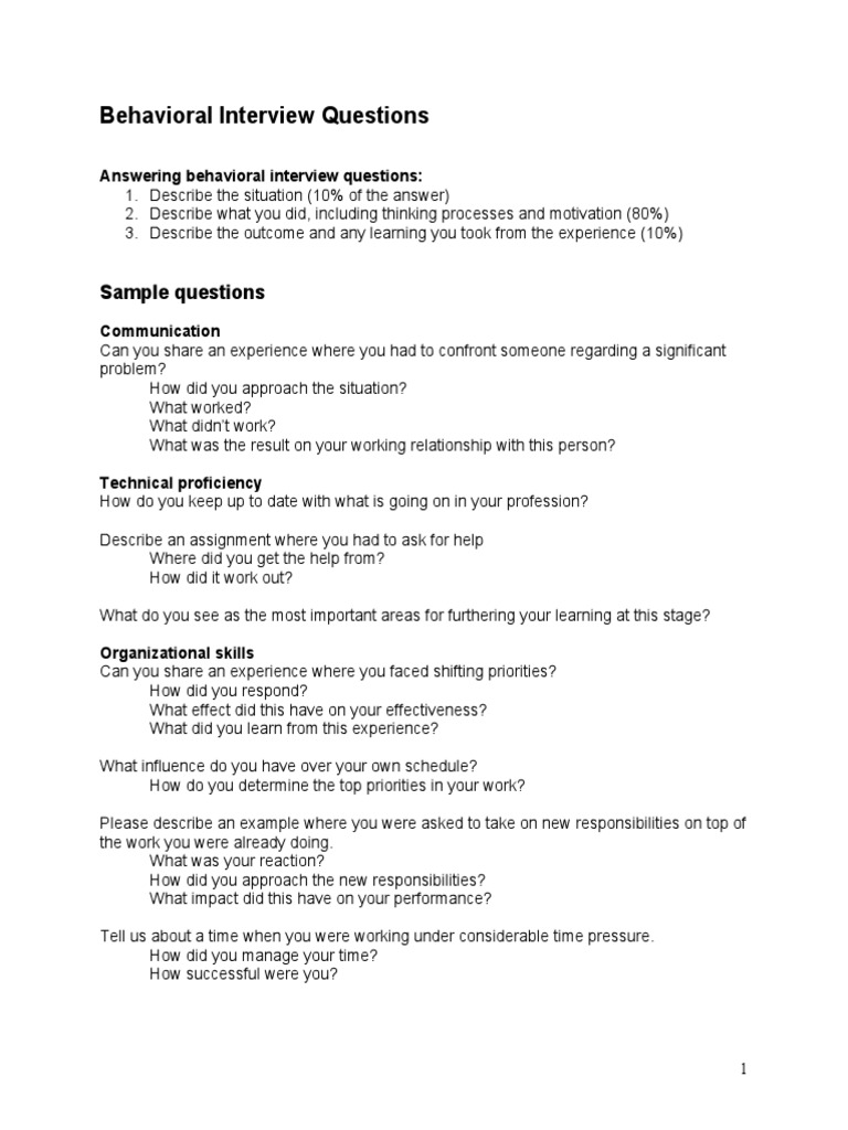 Behavioral Interview Questions | PDF | Leadership | Decision Making