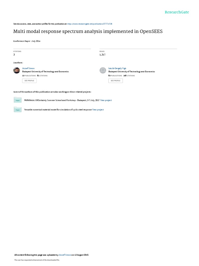 Opensees Response Spectrum | PDF | Eigenvalues And Eigenvectors | Normal Mode