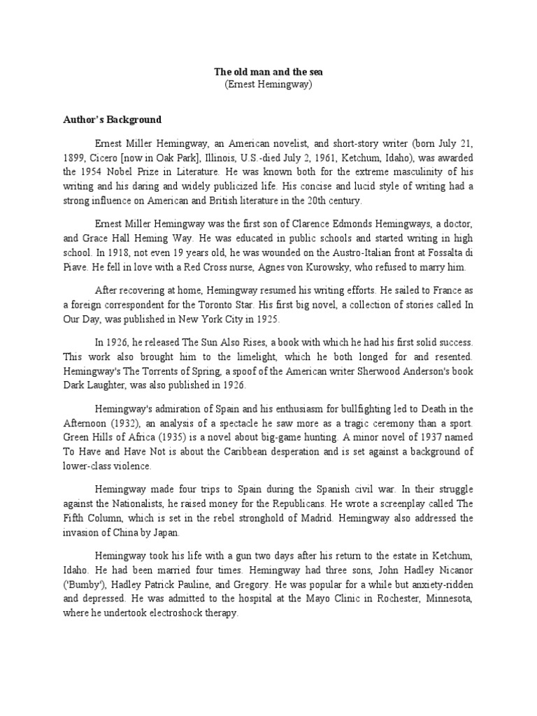 The Old Man and The Sea | PDF | Ernest Hemingway | Narration