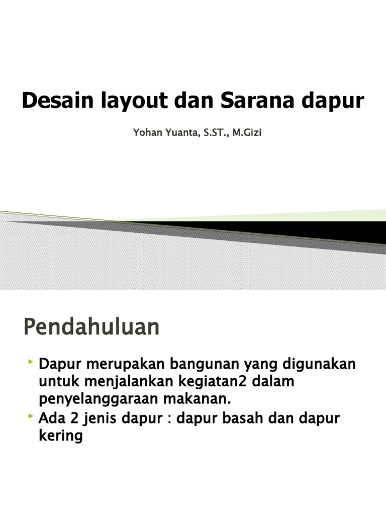 Desain Layout Dan Sarana Dapur | PDF | Memasak, Makanan, & Anggur