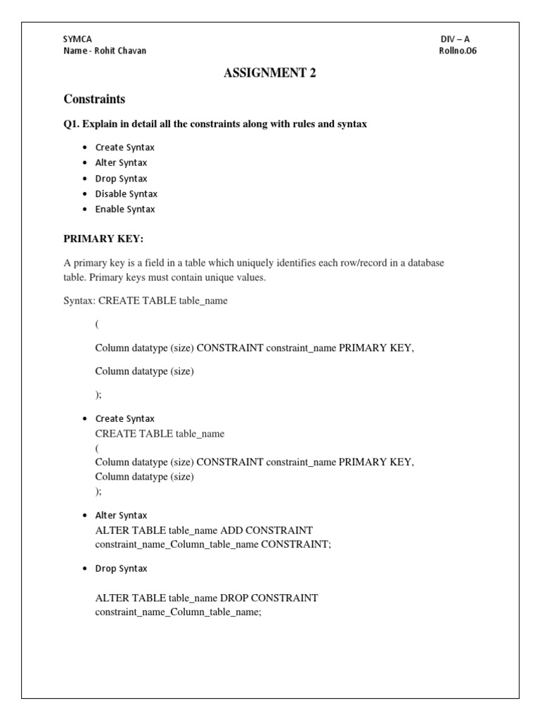 DBMS Assignment 2 | PDF | Table (Database) | Information Management