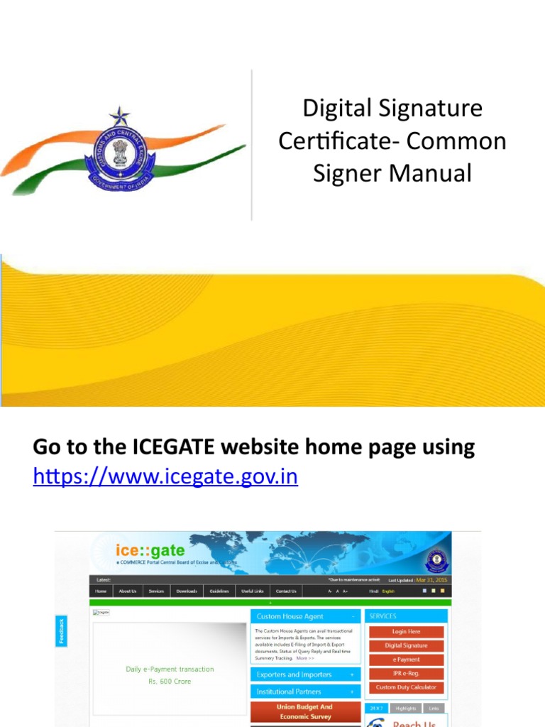 ICEGATE Common Signer Manual | PDF | Computers