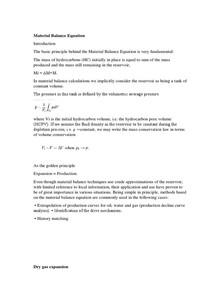 Material Balance Equation | PDF | Petroleum Reservoir | Gases