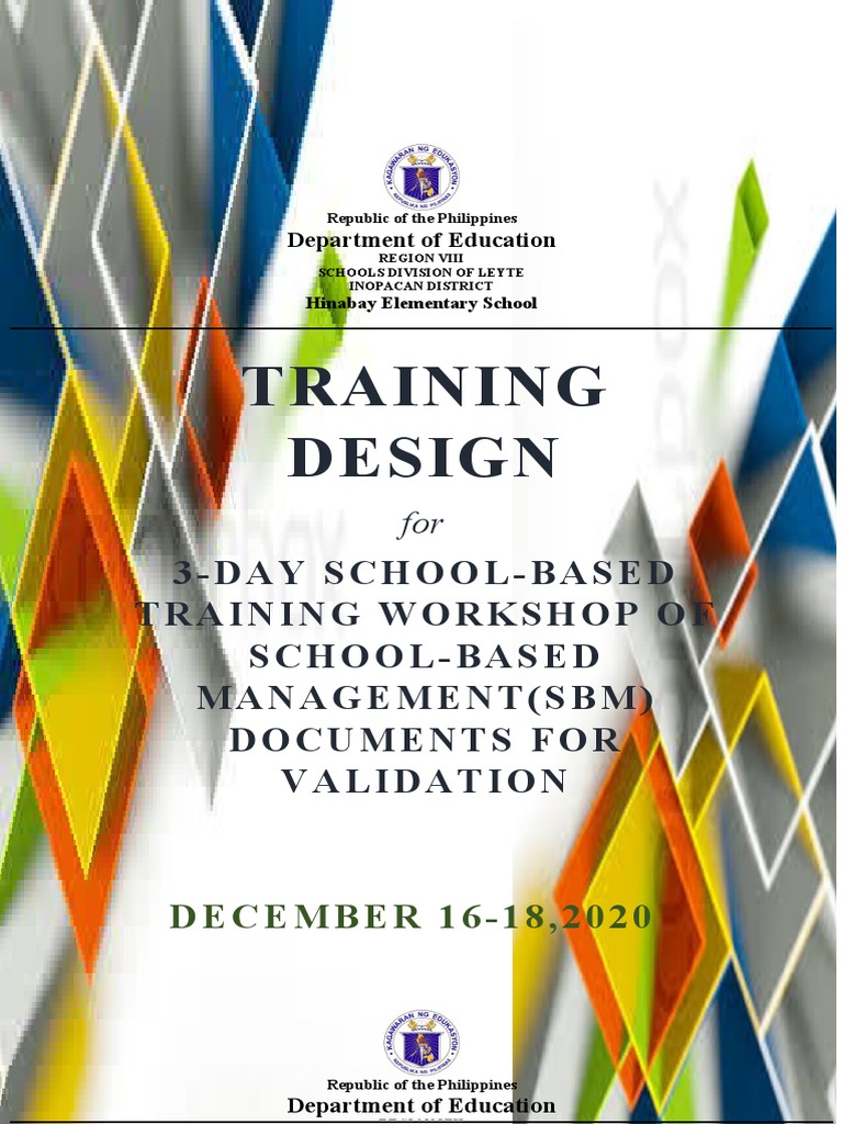 Training Design: 3-Day School-Based Training Workshop of School-Based ...
