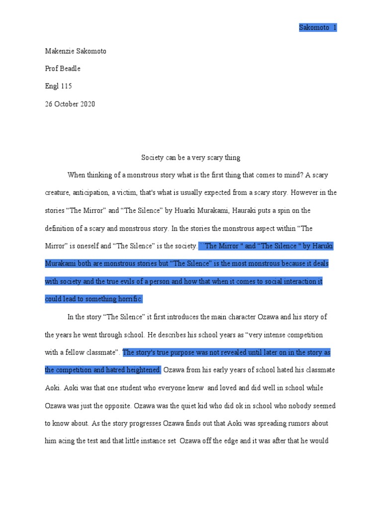 Project Text Essay 1 | PDF | Feeling | Mind