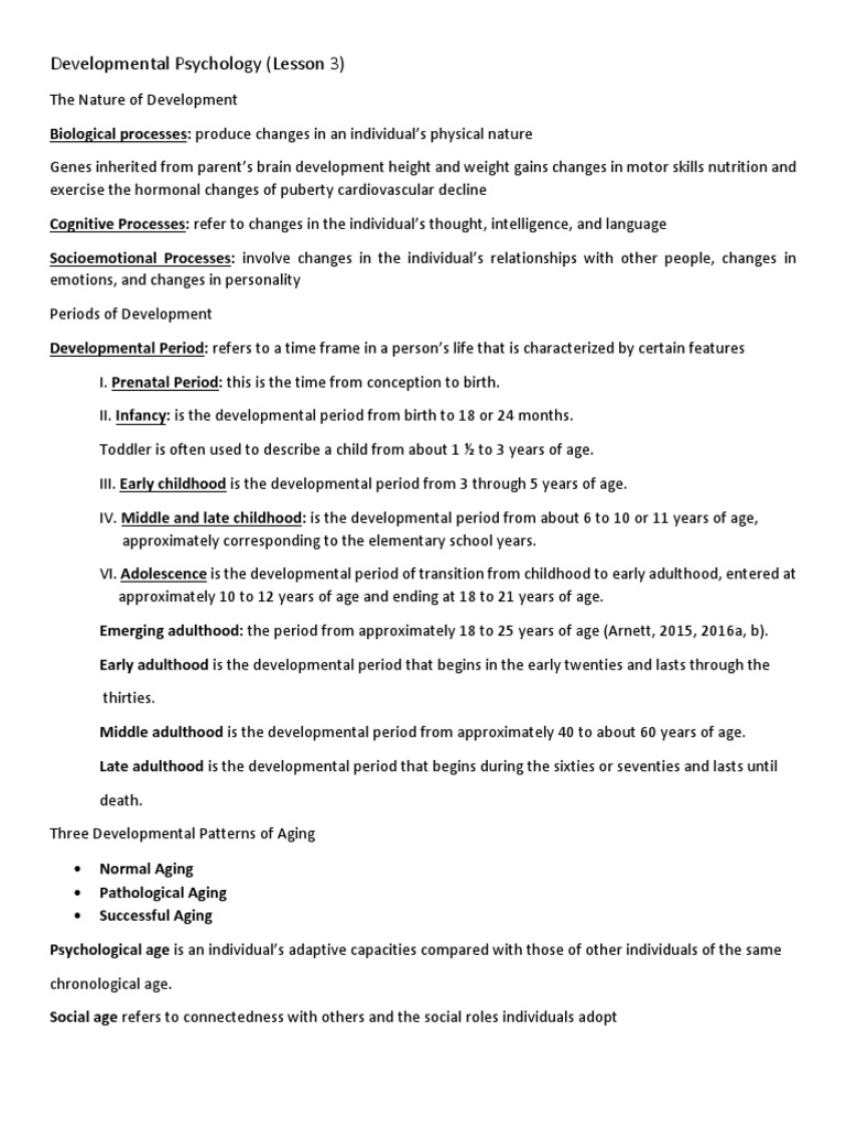 Developmental Psychology (Lesson 3) | PDF | Developmental Psychology ...