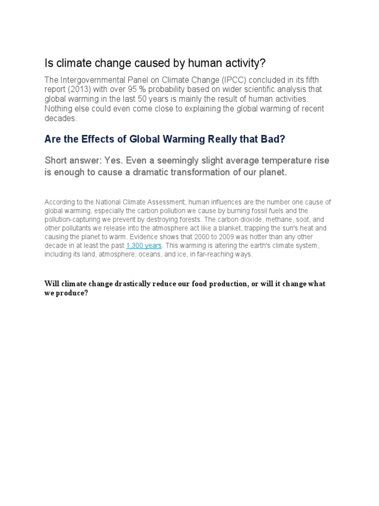 Is Climate Change Caused by Human Activity | PDF