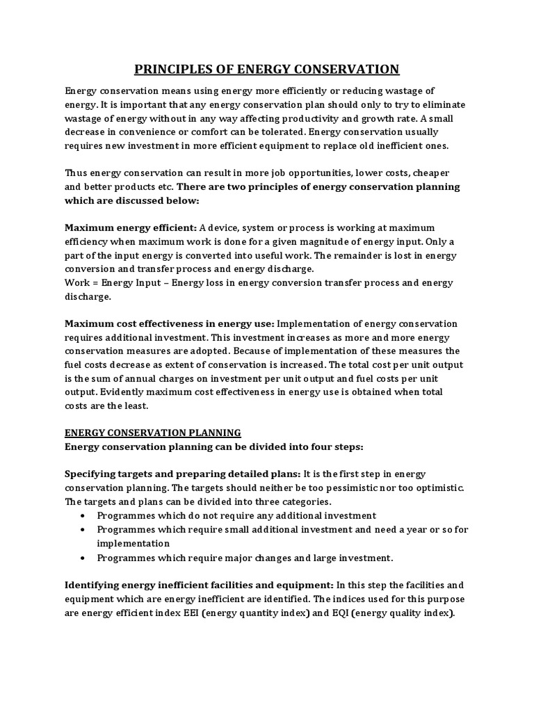 Principles of Energy Conservation | PDF | Efficient Energy Use | Energy ...