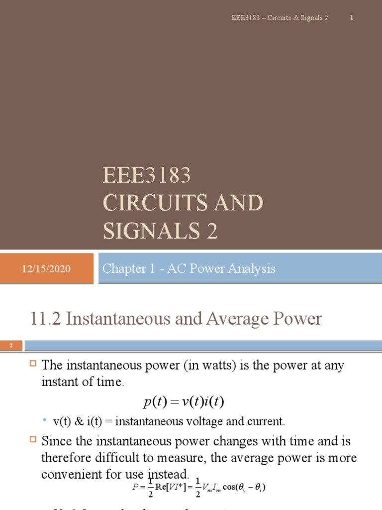 Chapter 1 - AC Power Analysis | PDF | Ac Power | Power (Physics)