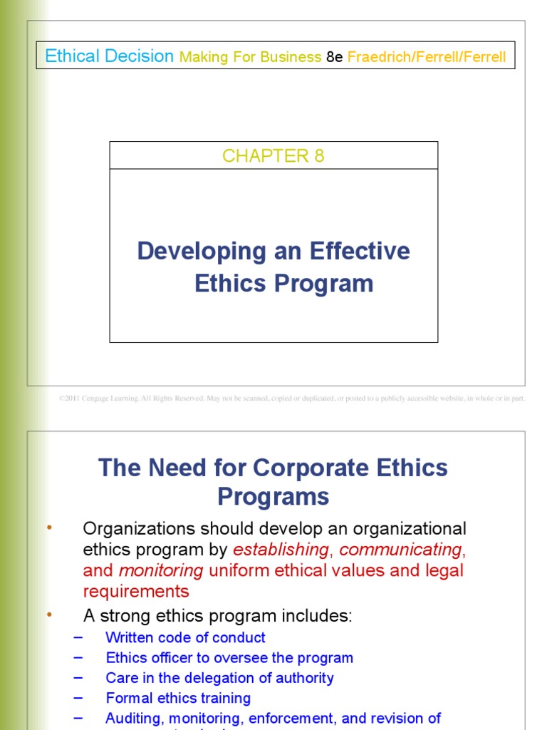 Developing An Effective Ethics Program: Ethical Decision | PDF | Audit | Business