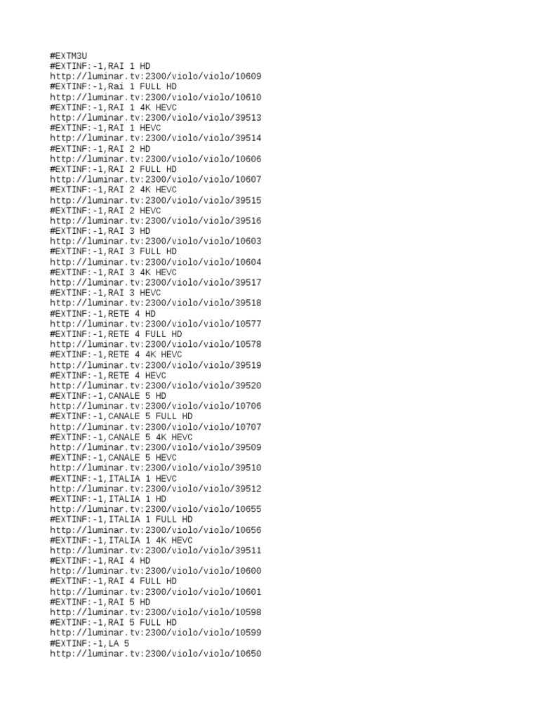 Italian IPTV M3U Channel List | PDF | Media Formats | Video