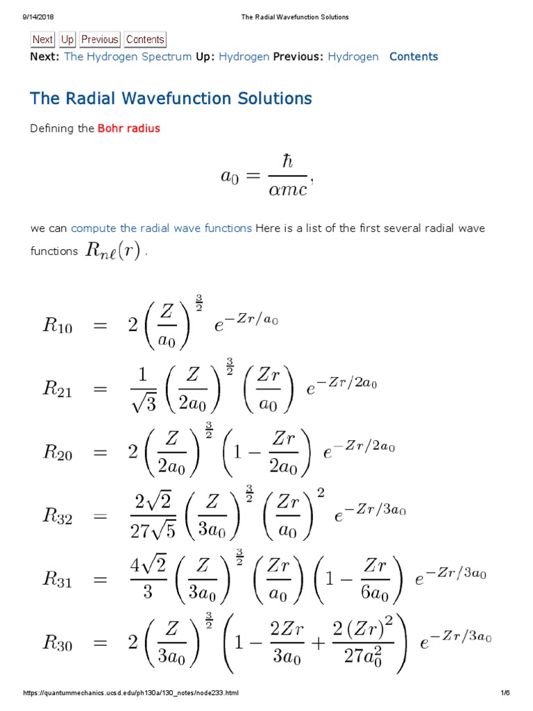 The Radial Wavefunction Solutions | Download Free PDF | Wave Function ...