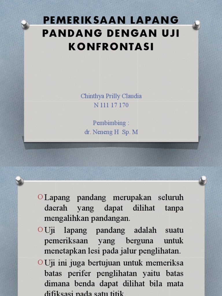 Pemeriksaan Lapang Pandang Dengan Uji Konfrontasi | PDF