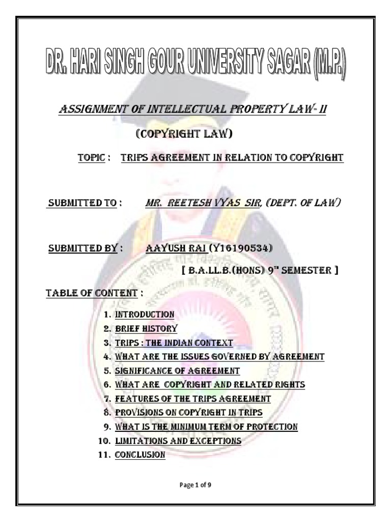 TRIPS AGREEMENT Aayush Rai | PDF | Trips Agreement | Copyright