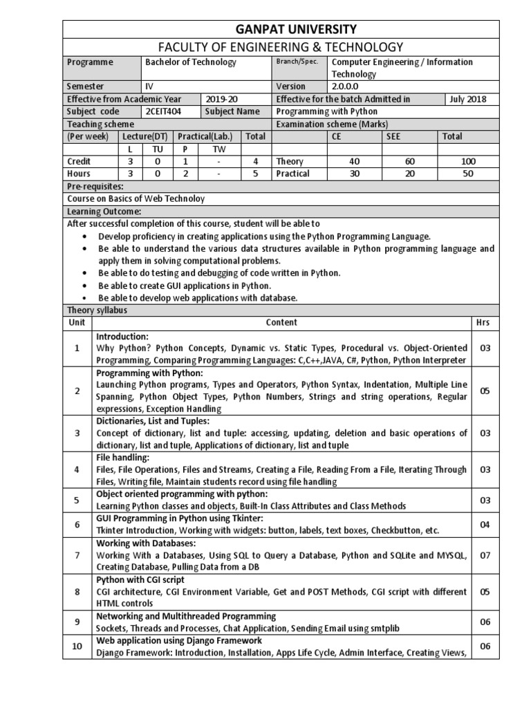 2CEIT404 - Programming With Python | PDF | Python (Programming Language ...