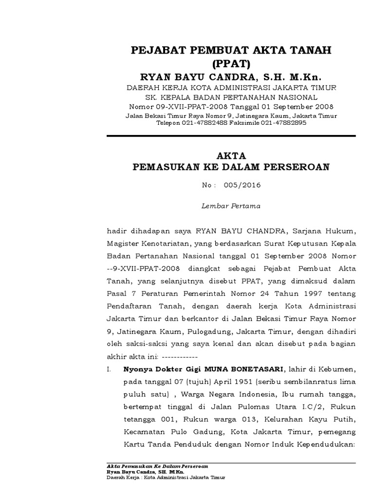 Akta Inbreng | PDF | Hukum