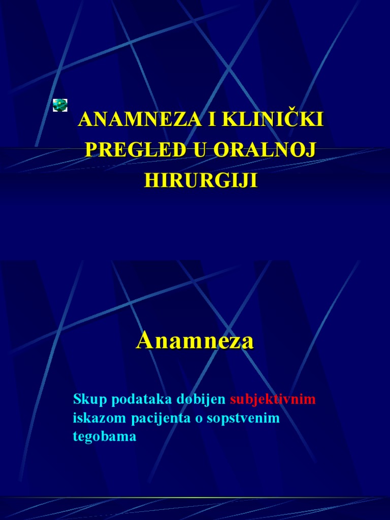 OH1 - Uvodna Vjezba 1 - Anamneza I Klinicki Pregled | PDF