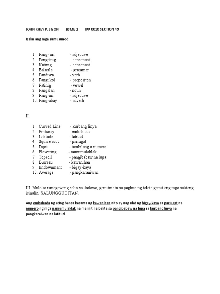 Sison - Isalin Ang Mga Sumusunod | PDF