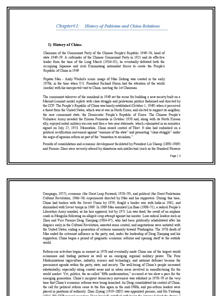History of Pak-China Relationship | PDF | International Relations ...