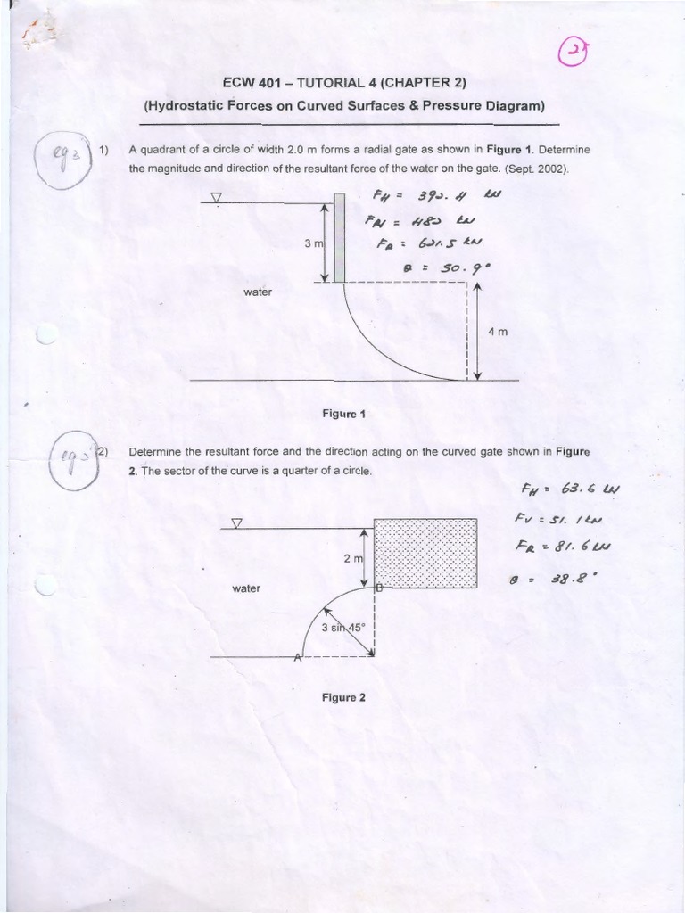 Resultant Force on Curved Gate Analysis | PDF | Applied And ...