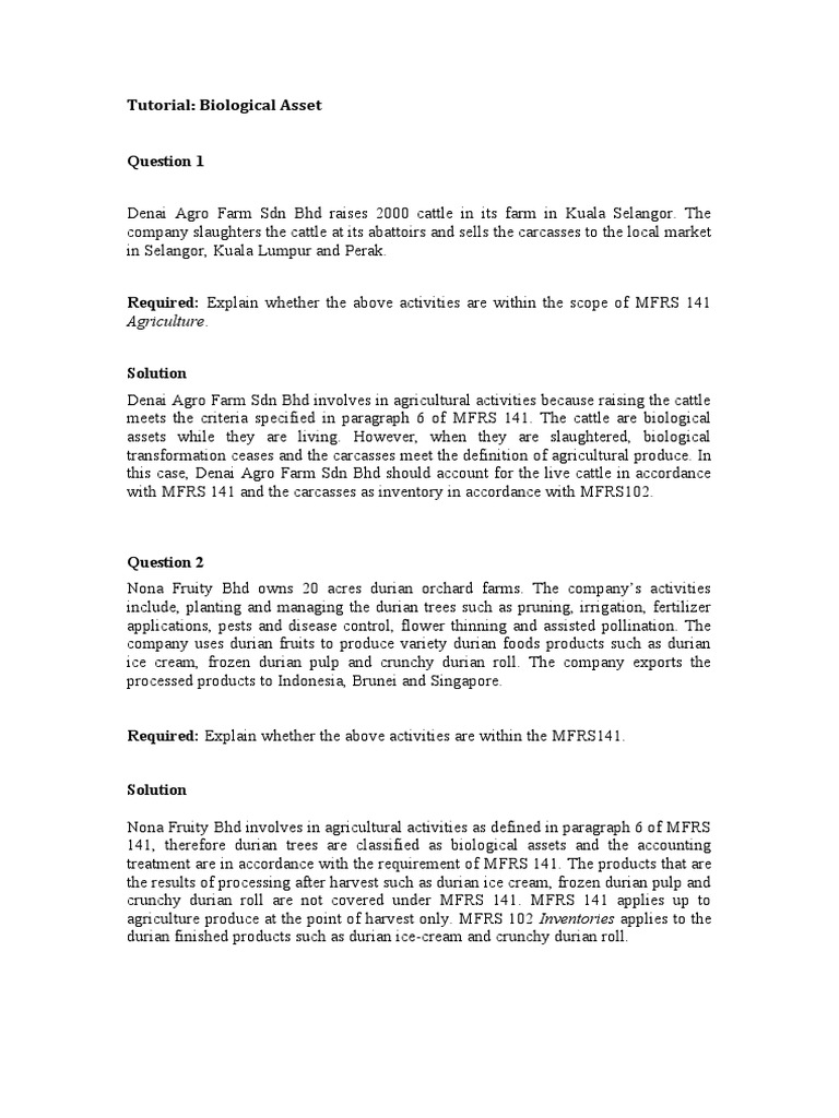 Tutorial Biological Asset A | PDF | Fair Value | Agriculture