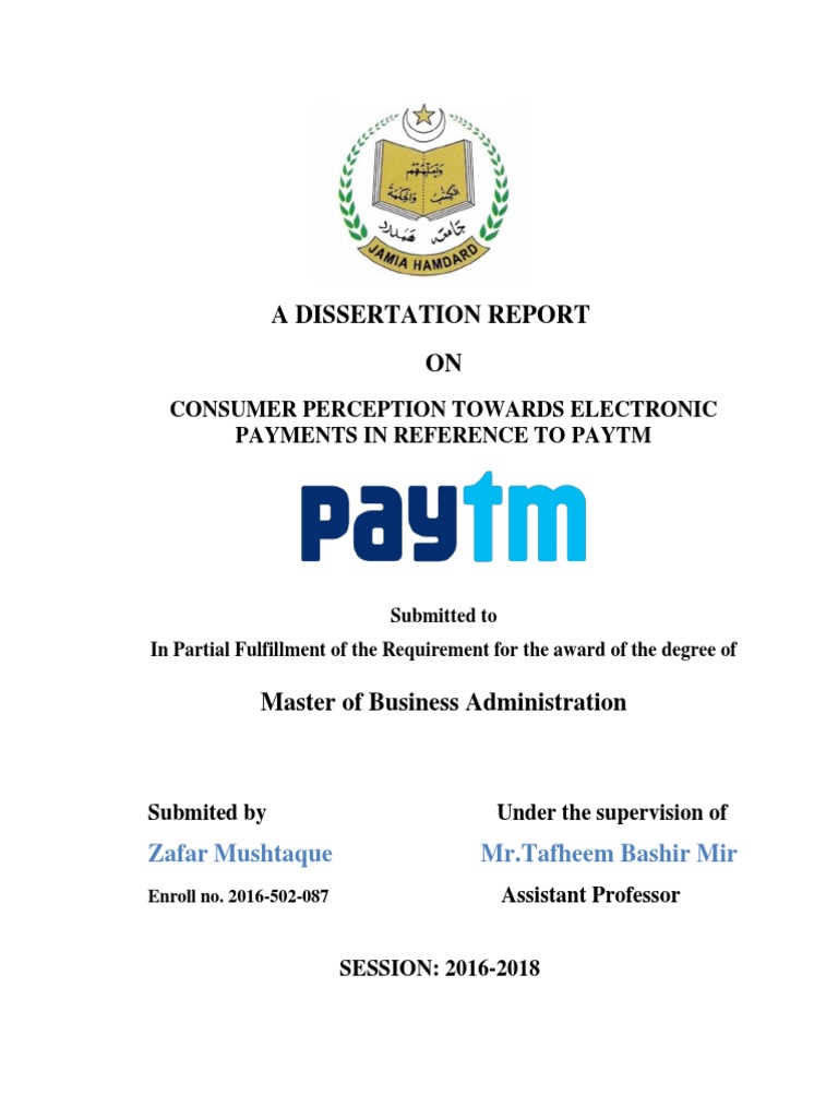 Consumer Perception Towards Electronic Payments in Reference To Paytm ...