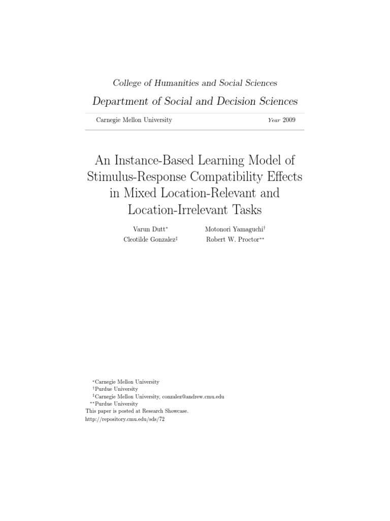 An Instance Based Learning Model of Stimulus Response Compatibili | PDF | Decision Making ...