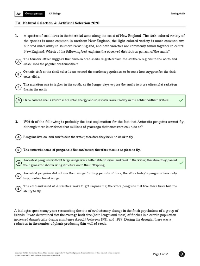 Answer Key FA APC Natura Selection | PDF | Genetic Engineering ...