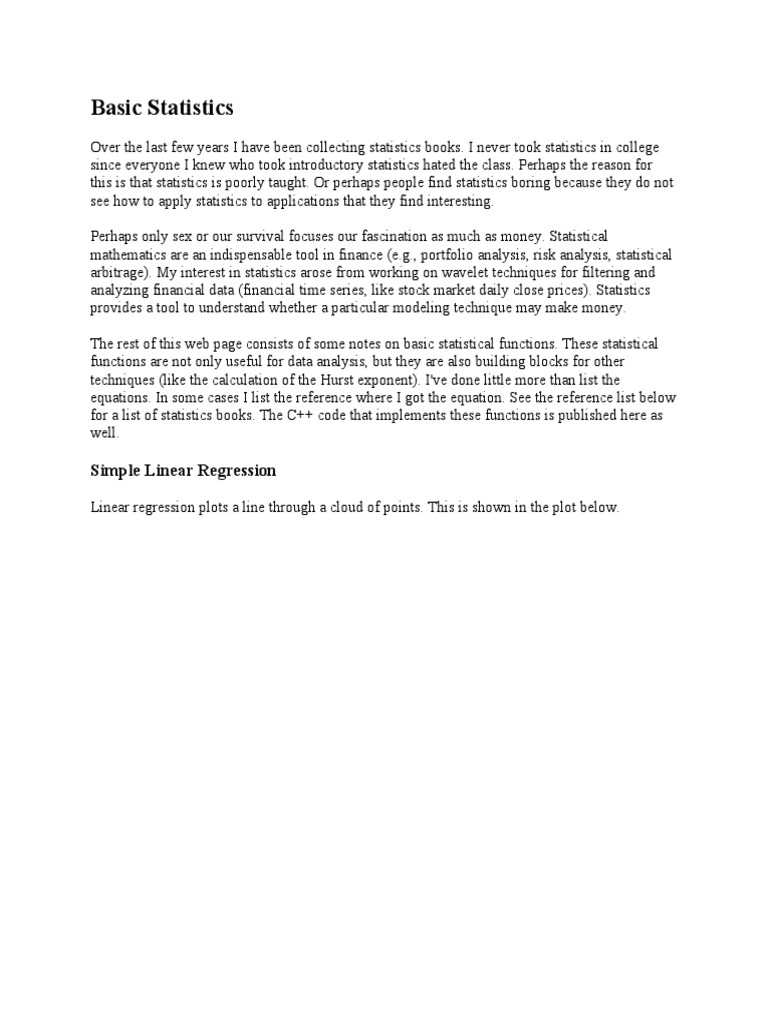 Basic Statistics: Simple Linear Regression | PDF | Correlation And ...