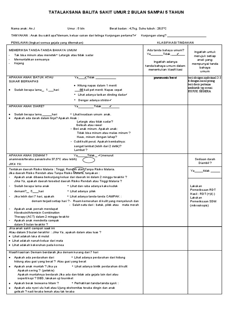 (PDF) Format Pengkajian MTBS - Docx-1 | PDF