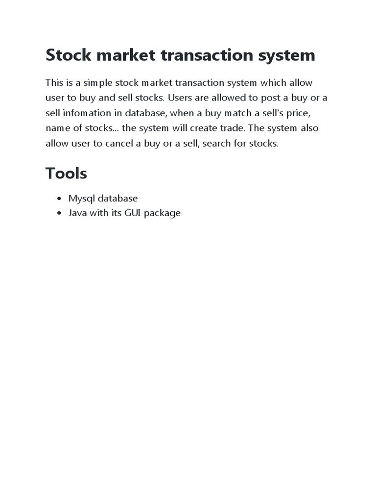 Stock Market Transaction System | PDF