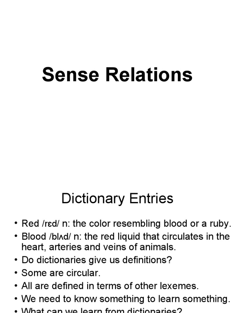 Sense Relations-1 | PDF | Language Mechanics | Semantics
