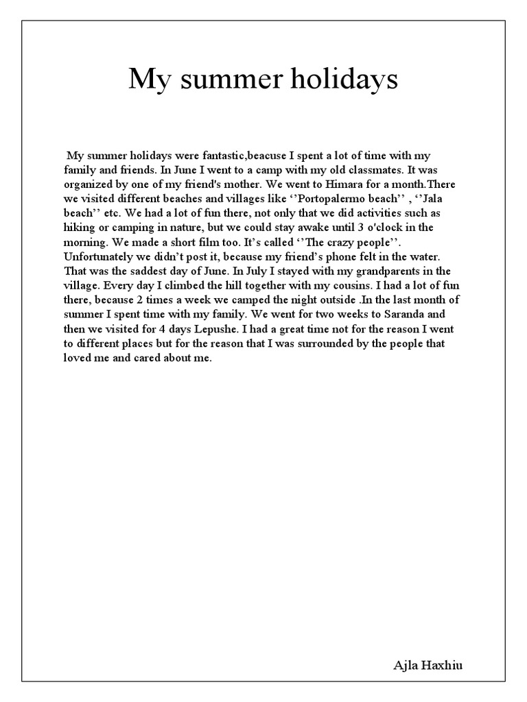 My Summer Holiday | PDF